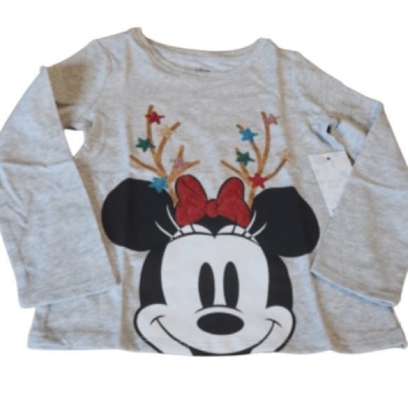 Disney | Shirts & Tops | Disney Gray Minnie Mouse Holiday Long Sleeve ...
